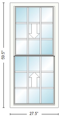 Shop White Vinyl Double Hung Window DH2860-9L Single Low-E/Argon 9/9 ...