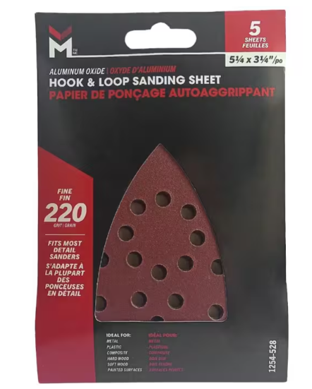 BENCHMARK 220 Grit Finish & Detail Sandpaper - Aluminum Oxide, 5 Pack ...